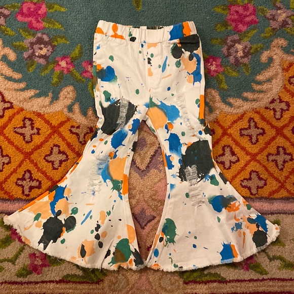 Bottoms | Paint Splatter Bell Bottoms For Baby Girl | Poshmark